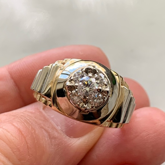 Quality Gold | Accessories | New 4ktt Mens Rolex Style Diamond Ring ...